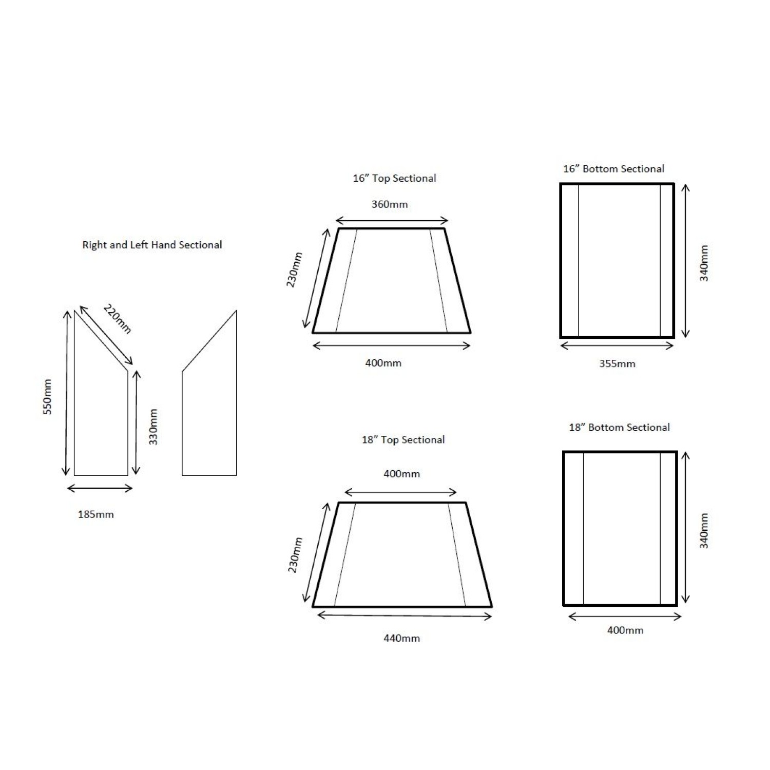 16'' Fire Clay Fire Back - 4 pieces