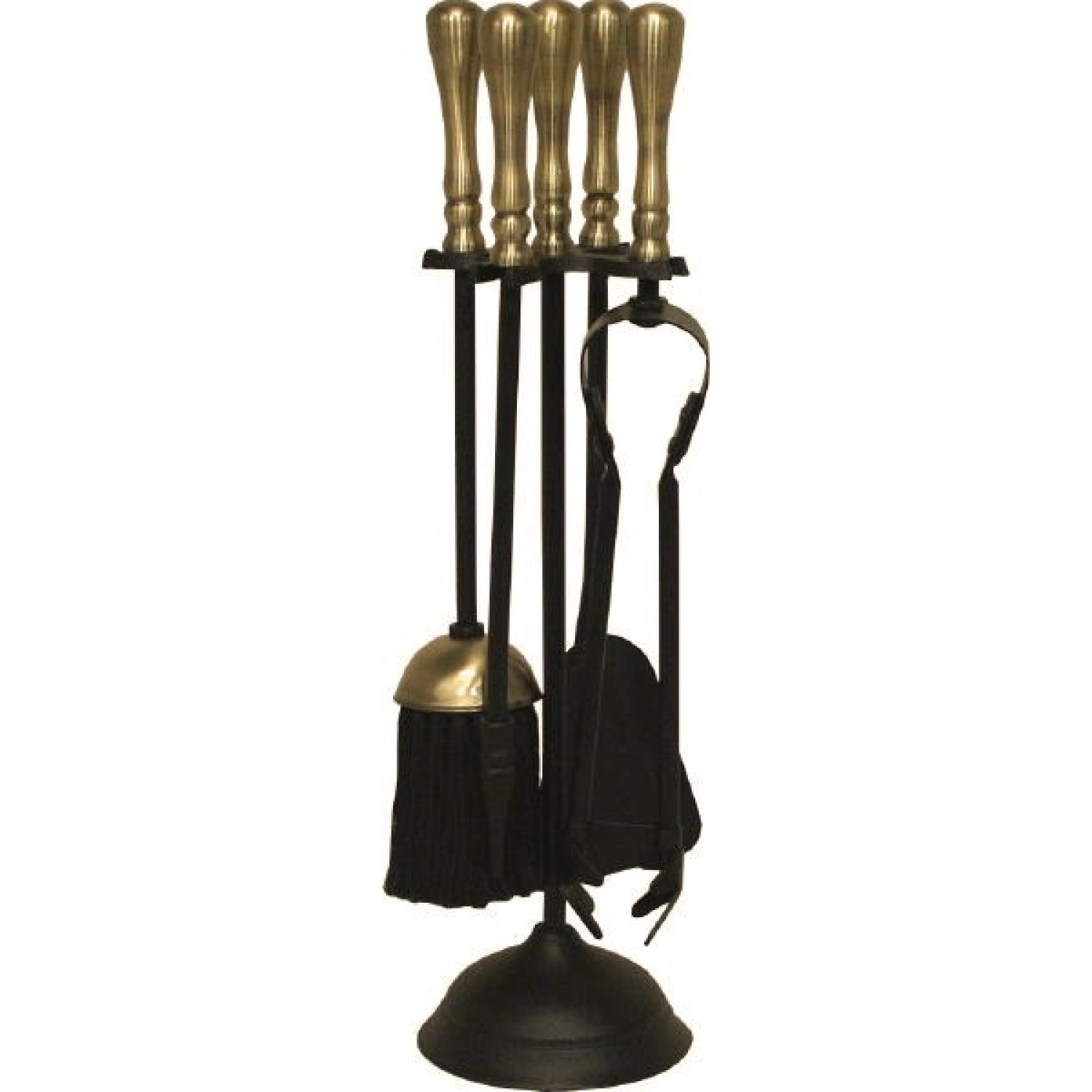 16'' Traditional Top Round Base Companion Set - Black & Antique Plated