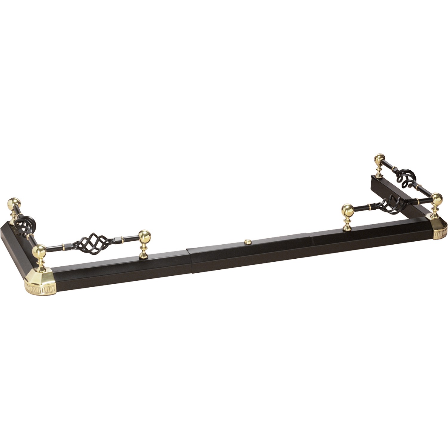 Spiral Extendable Fireplace Fender 48'' to 60'' - Black & Brass
