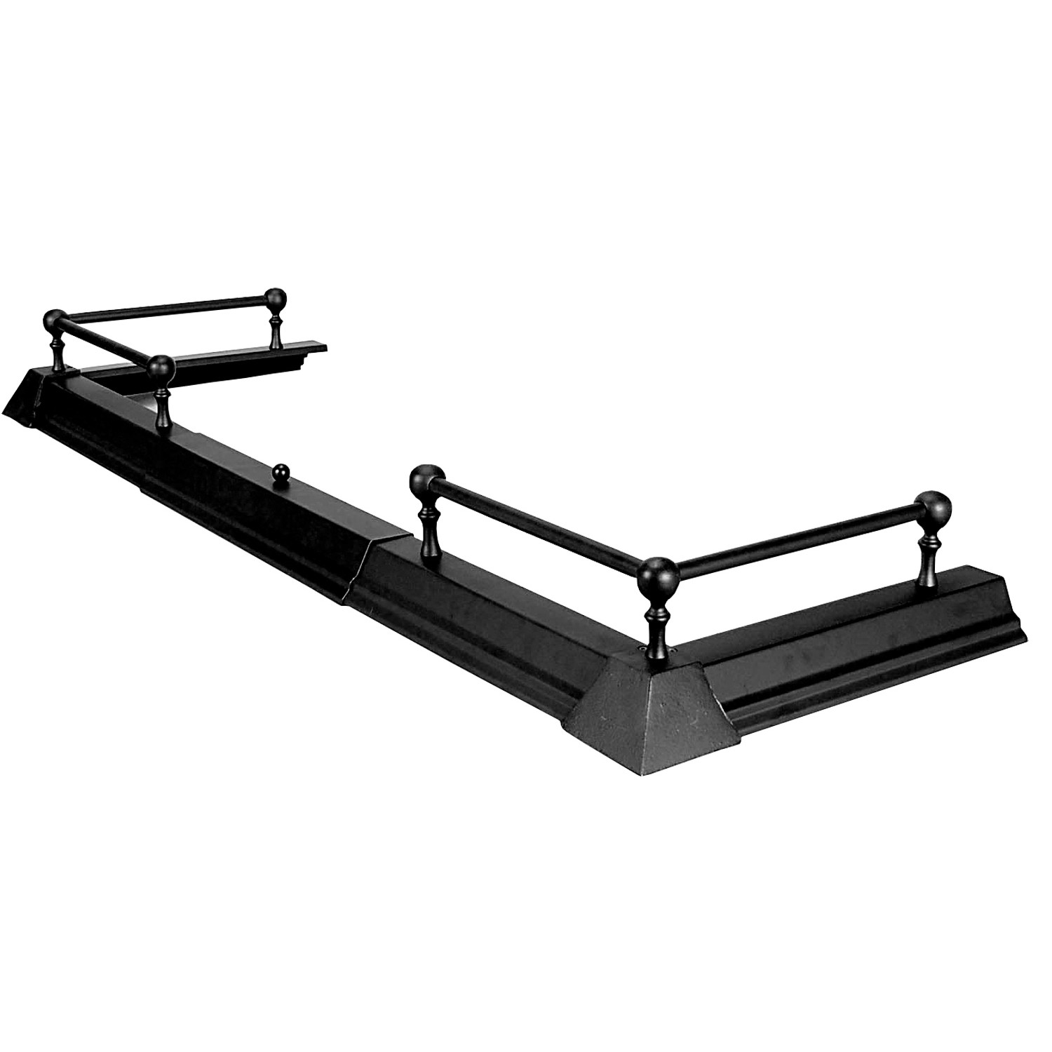 6 Ball Extendable Fireplace Fender 48'' to 60'' (Three Pieces) - Black