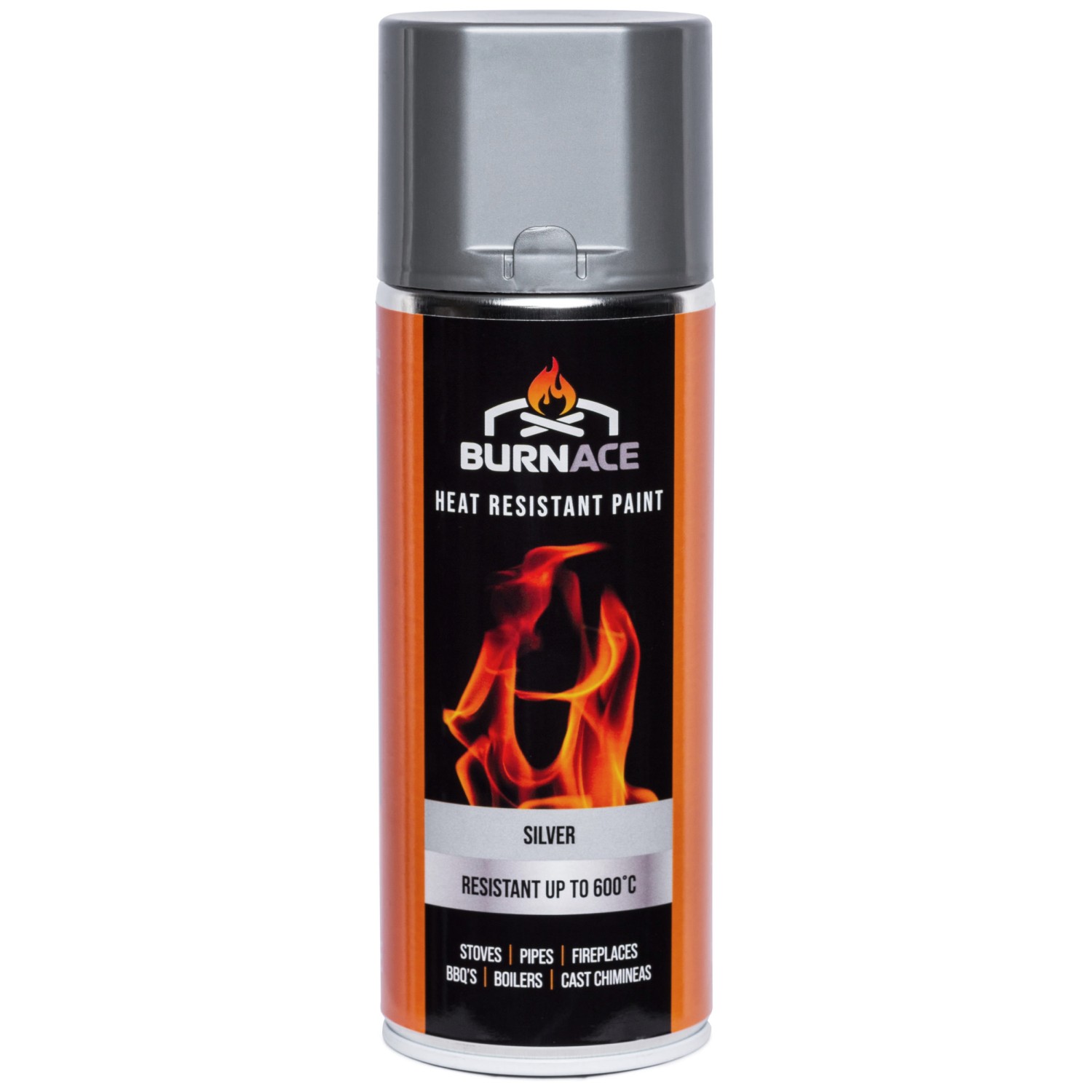 BURNACE Heat Resistant Stove Paint, BBQ's Chimenea's - Silver - 400ml