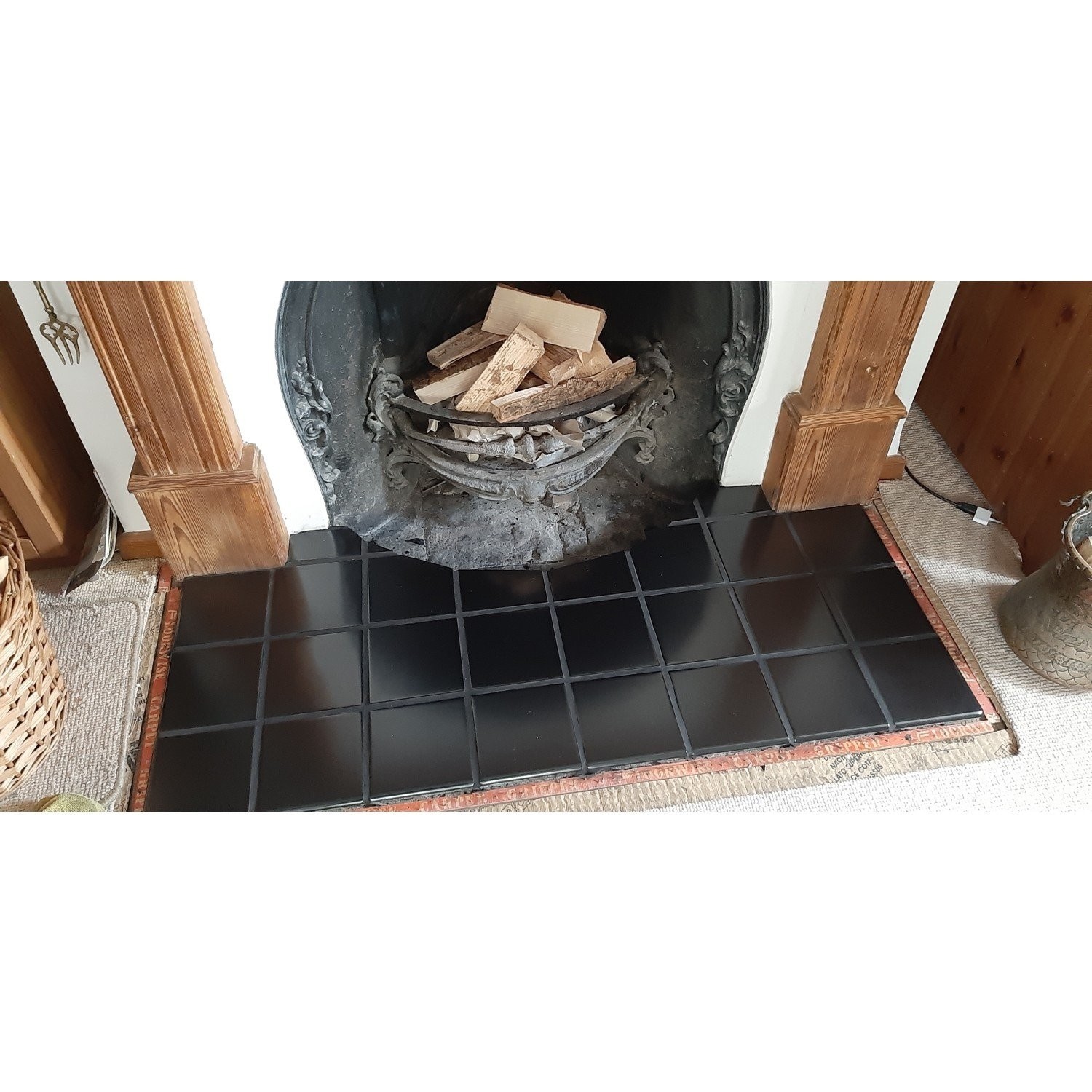 Basalt Ebony Black Hearth Tiles (REX- 2 Curved Edges)