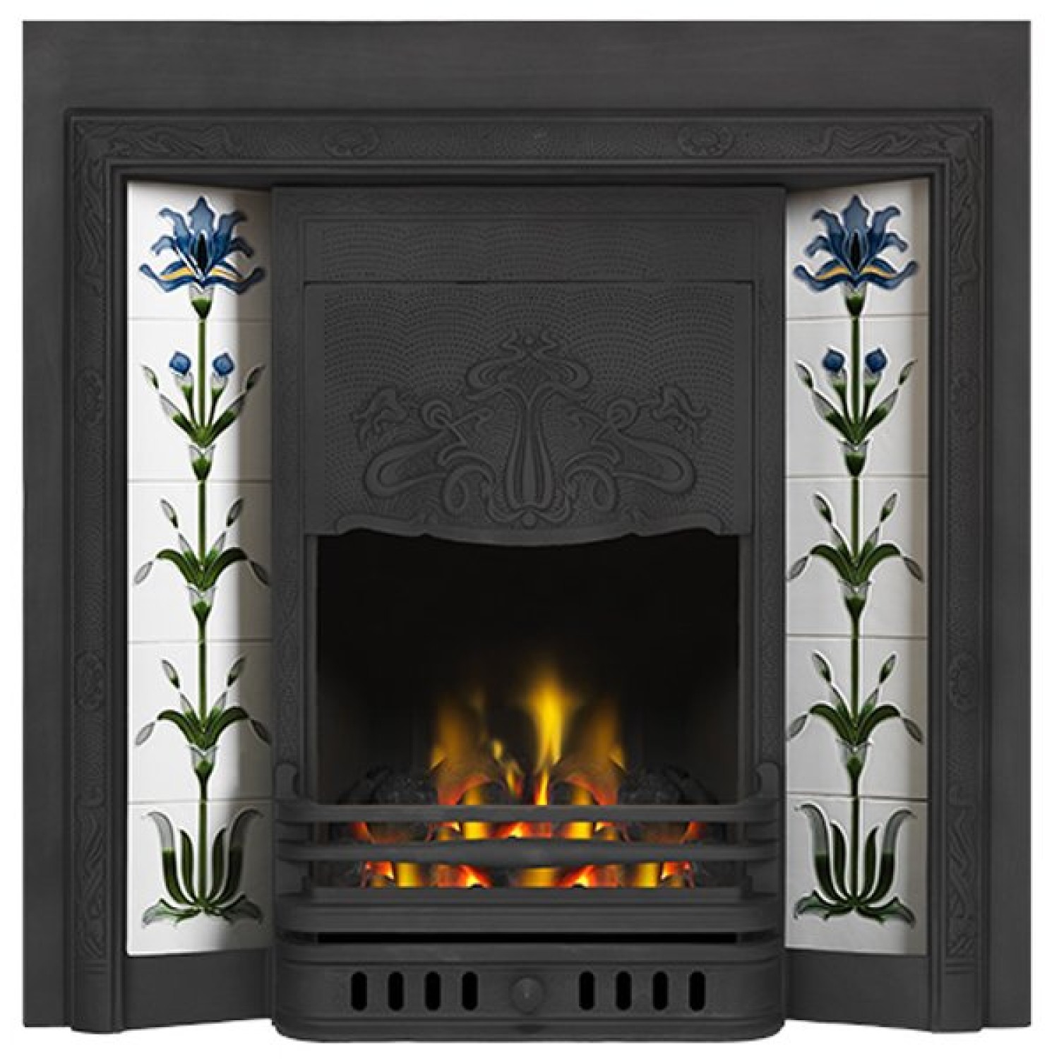 Art Nouveau Cast Iron Tiled Insert Integra Black