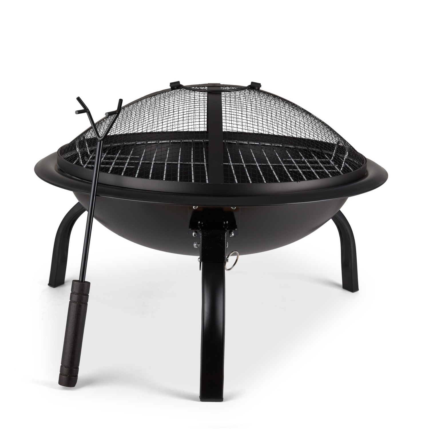 BURNACE Round Fire Pit 22'' Portable Black inc Fold Legs Outdoor ...