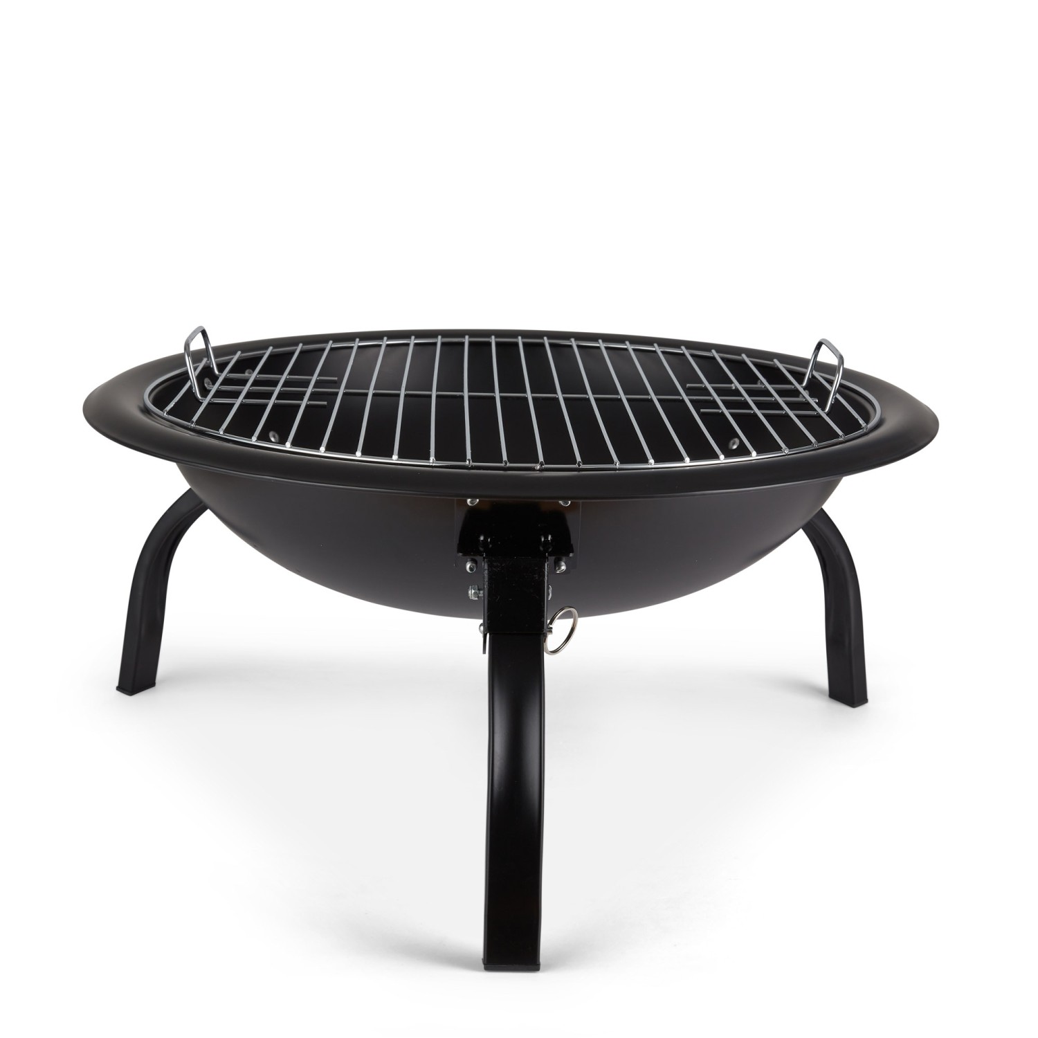 BURNACE Round Fire Pit 22'' Portable Black inc Fold Legs Outdoor ...
