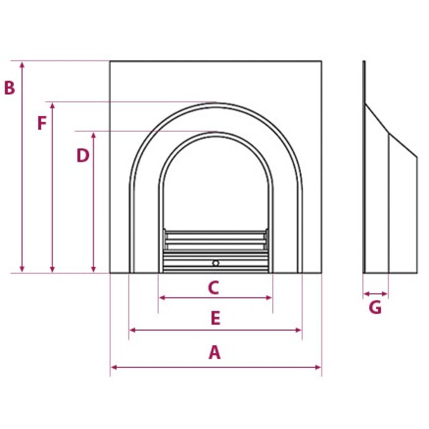 Bolton Arched Cast Iron Insert (No Back) - Highlighted