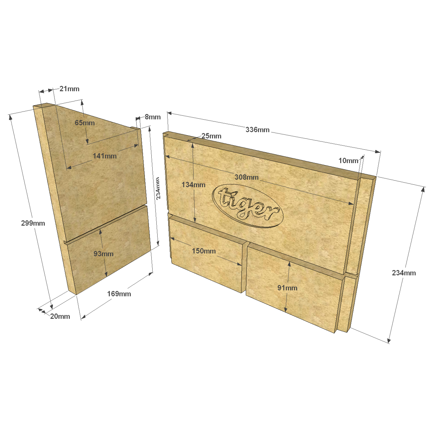 Tiger Inset Back Brick (comes in 3 pieces)